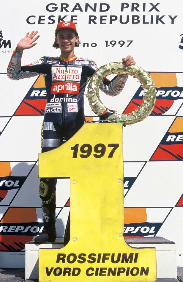 valentino rossi podium celebration