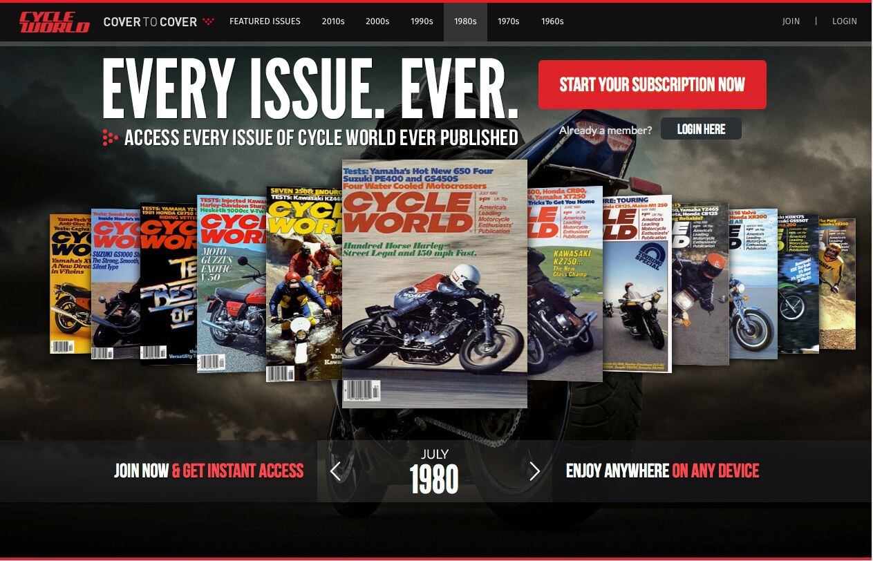 Cycle World Cover to Cover Subscription-Based Digital Archive | Cycle World