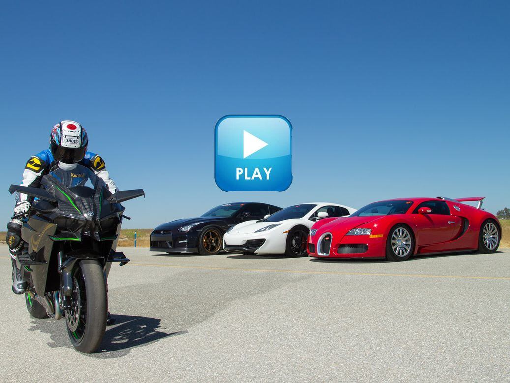 Videos: Kawasaki Ninja H2R goes head-to-head against three supercars ...